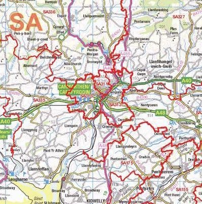 Swansea - SA - Postcode Sector Wall Map