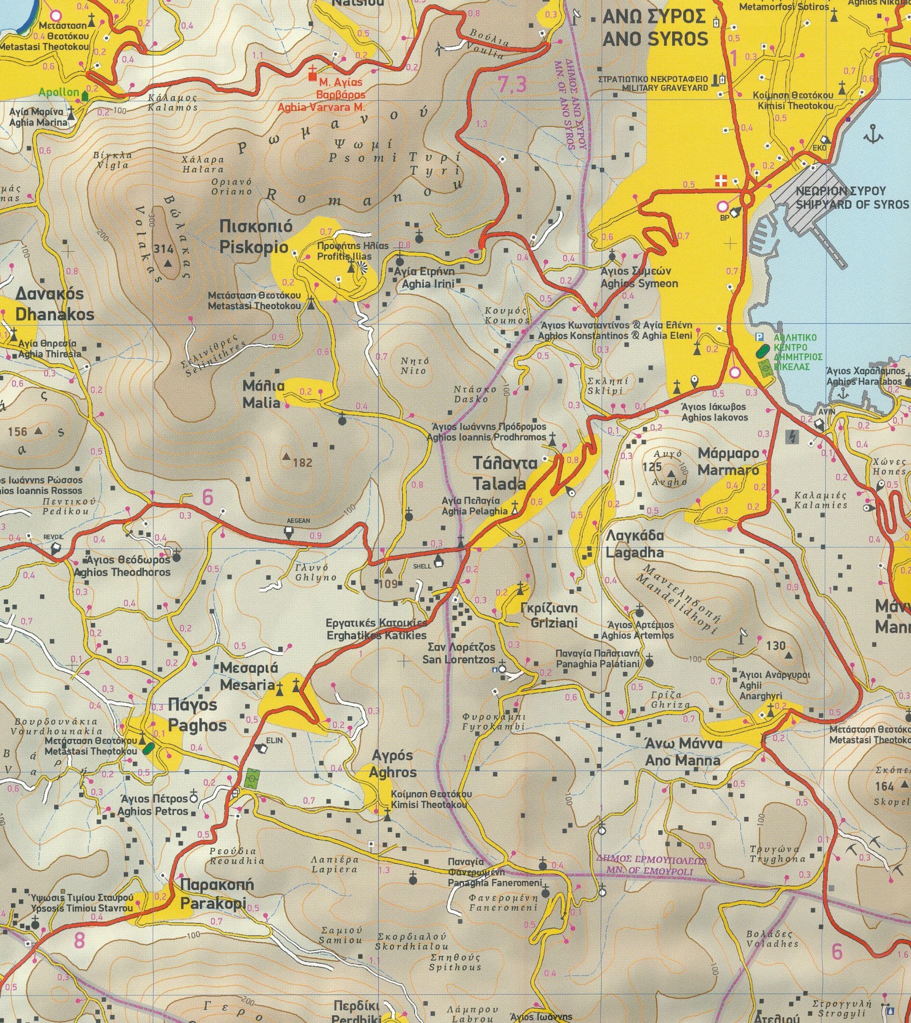 Syros - 1 20 000 Terrain Map Hiking Map 305