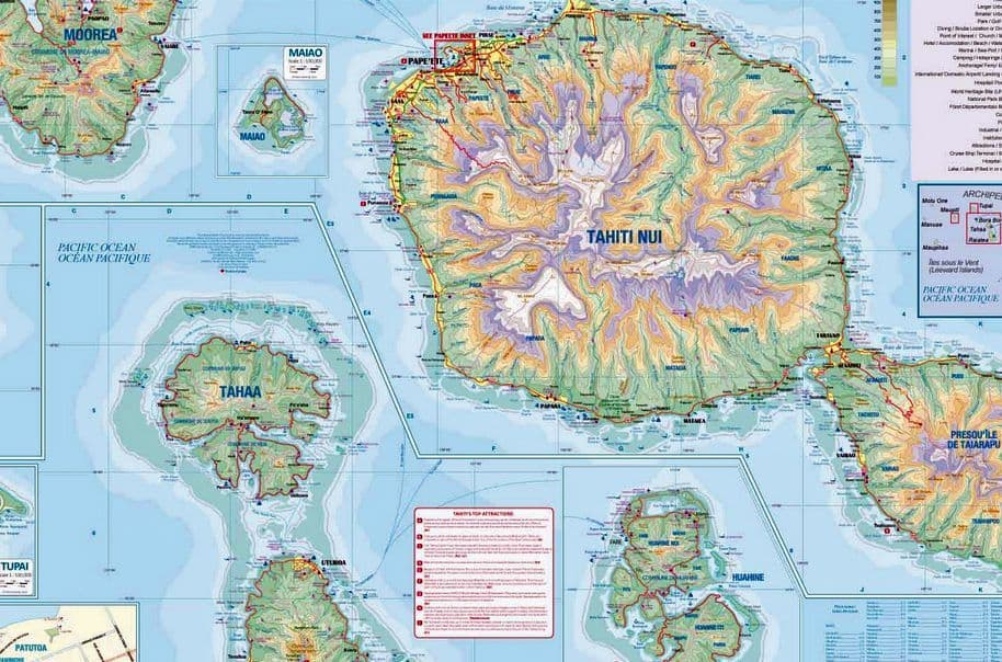 Tahiti & Polynesian Cruising Travel Map