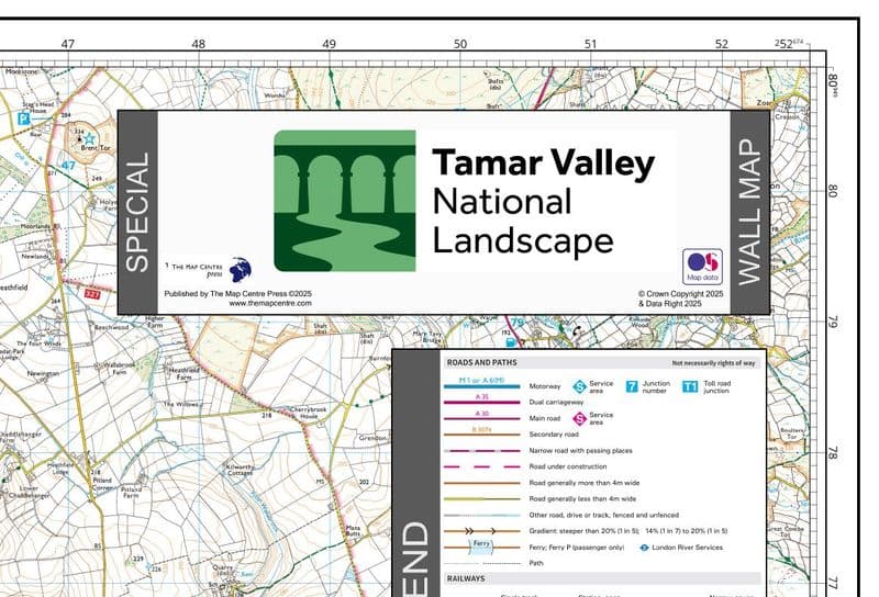 Tamar Valley - National Landscape Wall Map - 2025