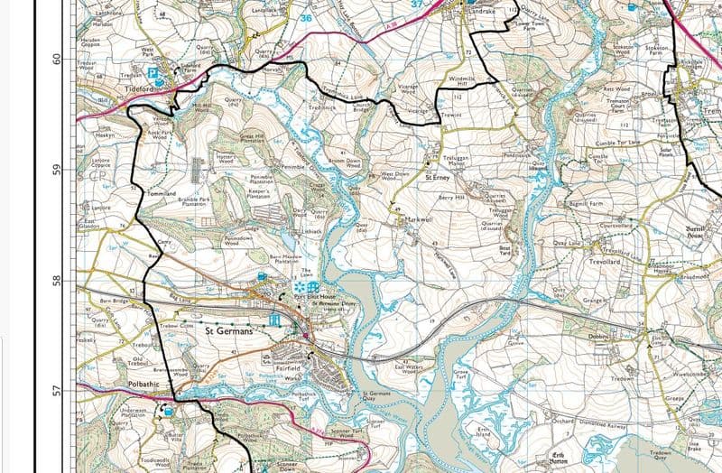 Tamar Valley - National Landscape Wall Map - 2025