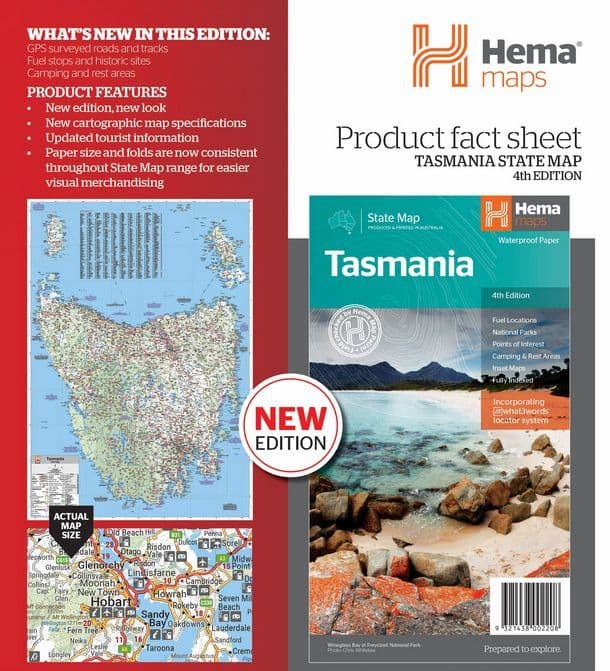 Tasmania State & National Park Map - Hema 3 10L
