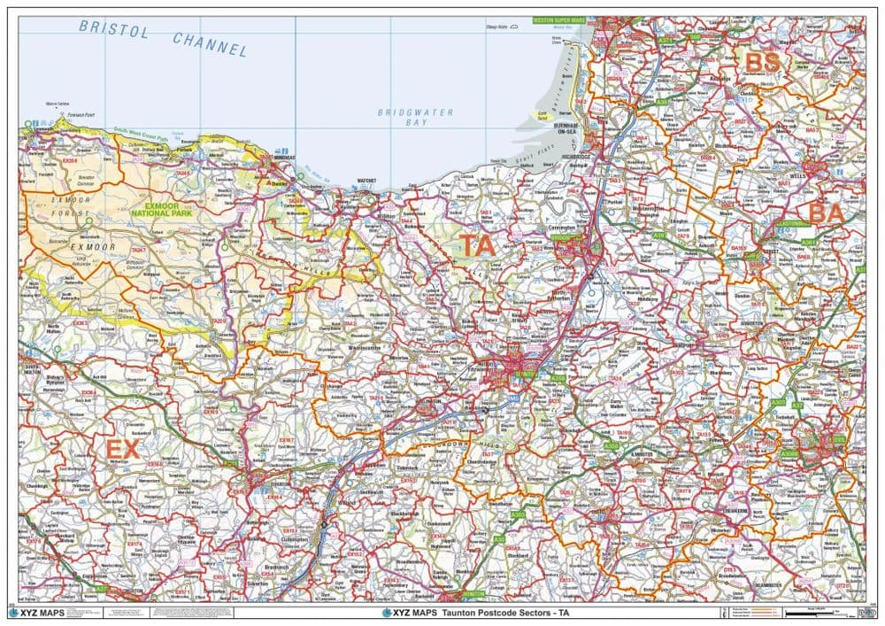 Taunton - TA - Postcode Sector Wall Map