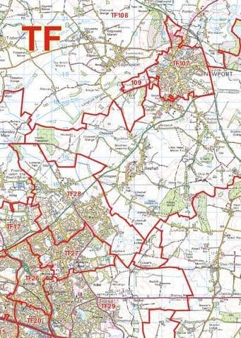Telford - TF - Postcode Sector Wall Map