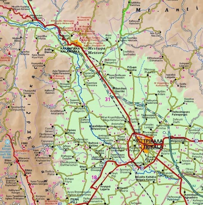Terrain Road Map 4 - Thessaly & Western Greece