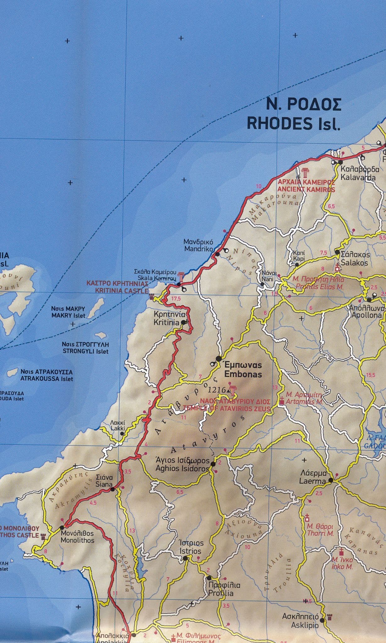 Terrain Road Map 9 Dodecanese