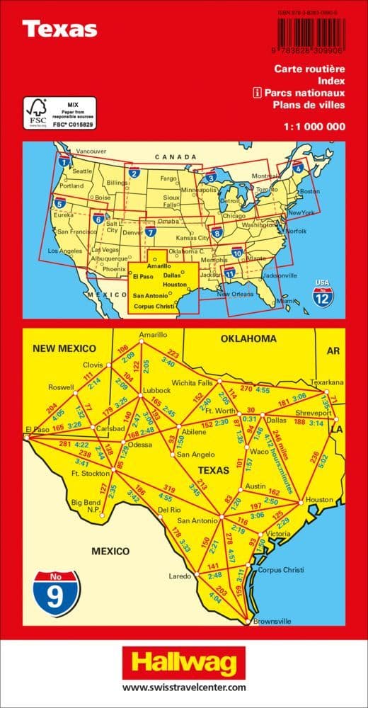 Texas Driving Map - Hallwag 09