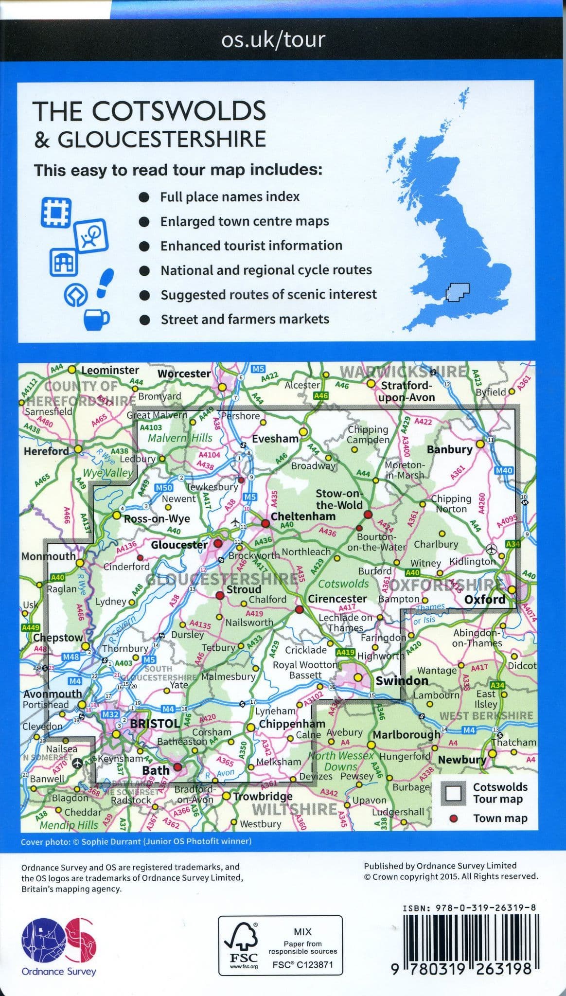 The Cotswolds & Gloucestershire - OS Tour Map