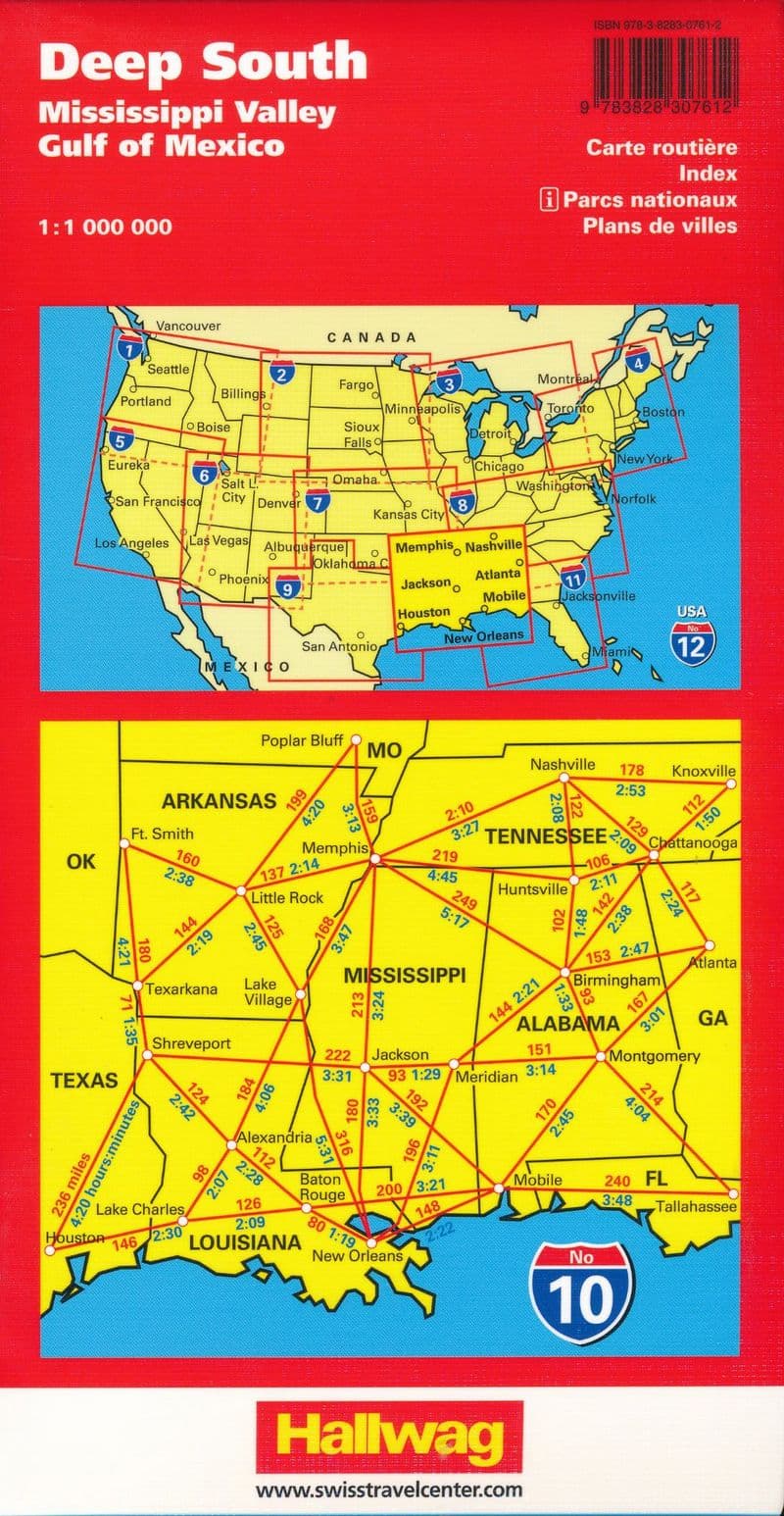 The Deep South Driving Map - Hallwag 10