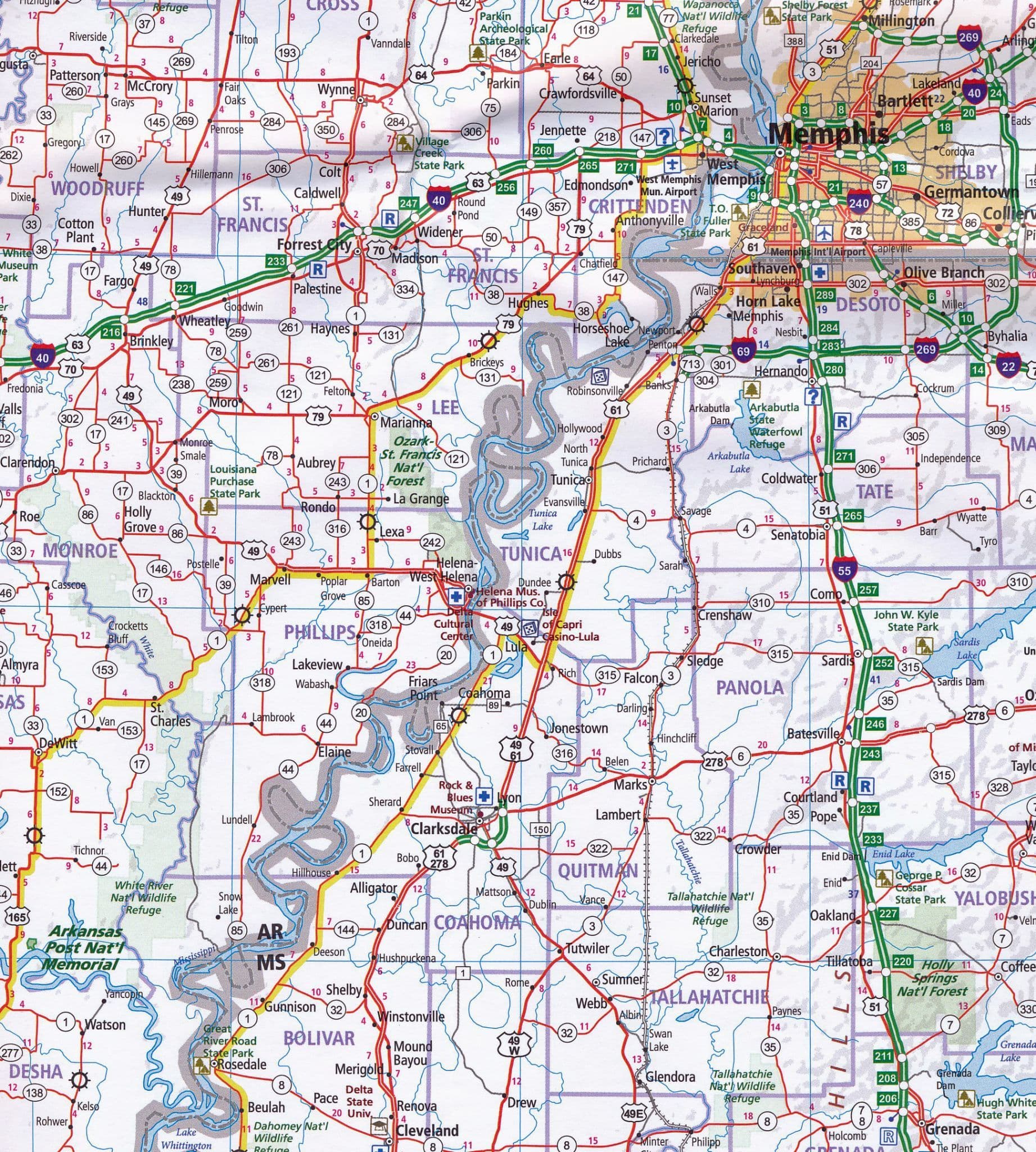 The Deep South Driving Map - Hallwag 10