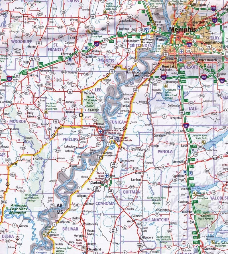 The Deep South Driving Map - Hallwag 10