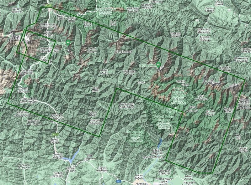 The Georgia Caucusus Mountains Trekking Map