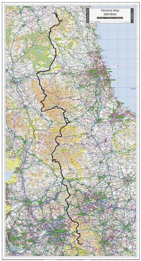 The Pennine Way - Wall Map