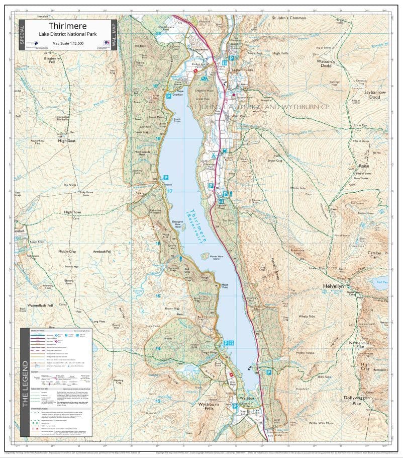 Thirlmere - Wall Map - 1 12 500 - The Map Centre Press