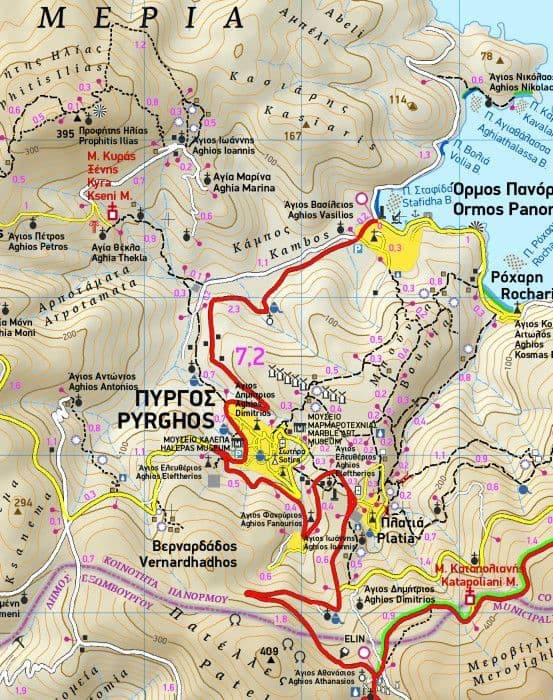 Tinos - 1 30 000 Terrain Hiking Map 308