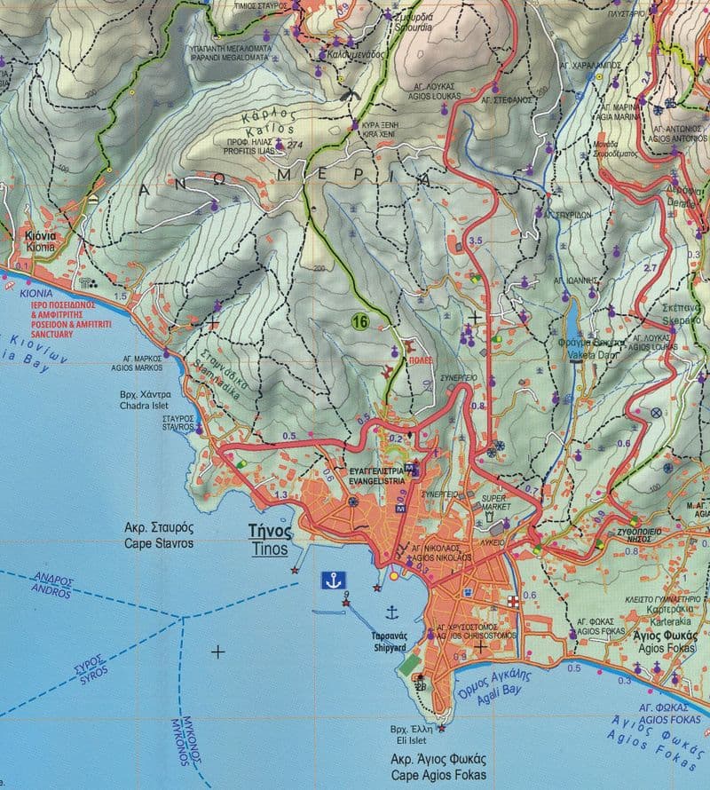 Tinos - Anavasi Topo Map - 1 25 000 5 10 30