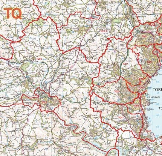 Torquay - TQ - Postcode Sector Wall Map