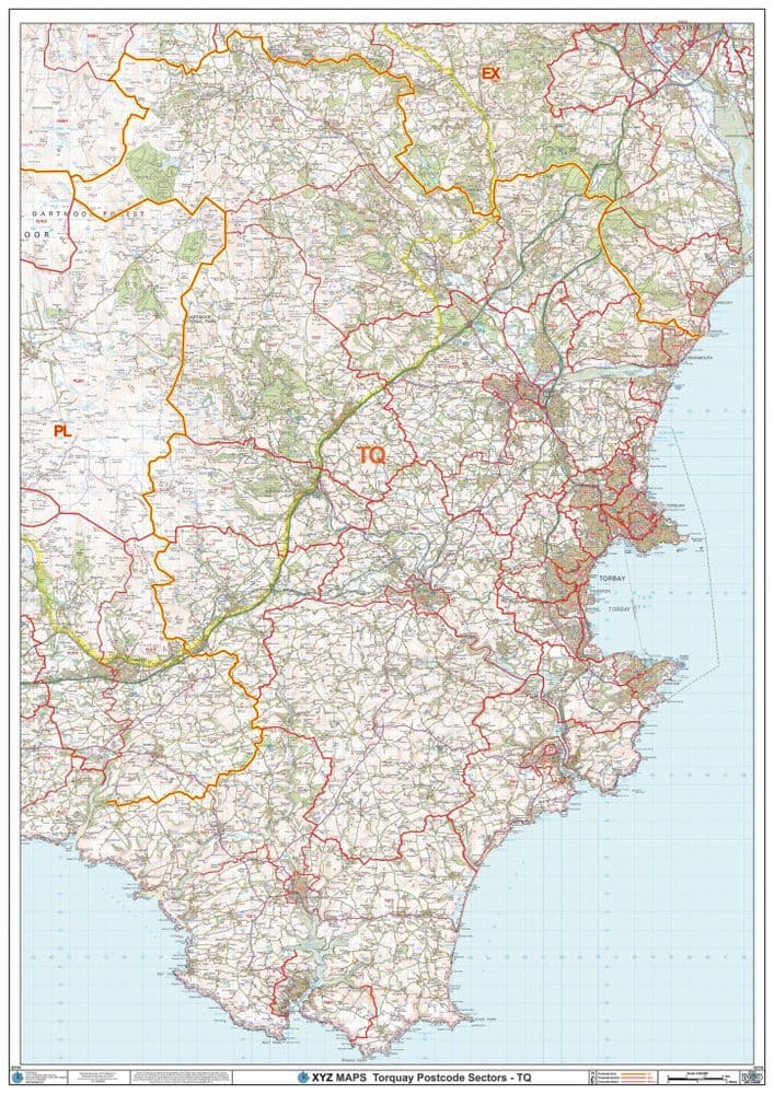 Torquay - TQ - Postcode Sector Wall Map