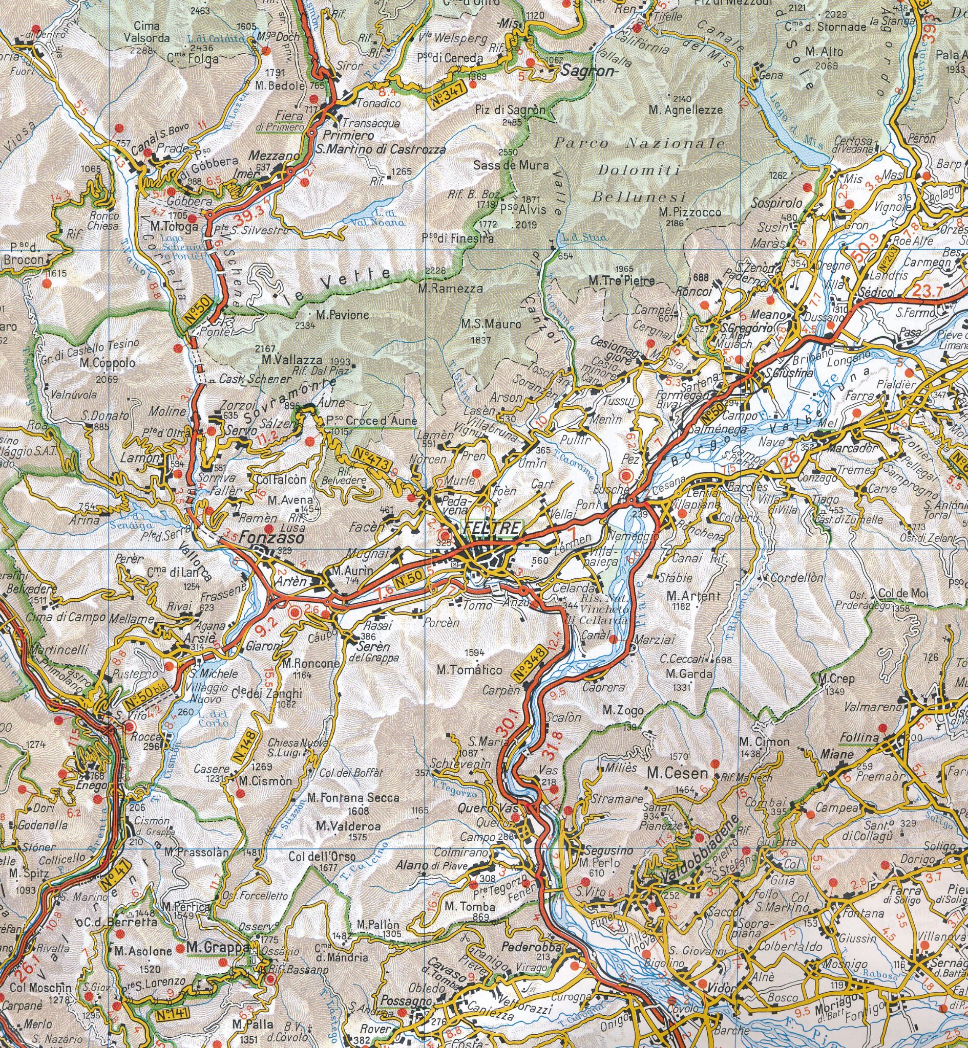 Mapa Geográfico De Trentino Y Véneto