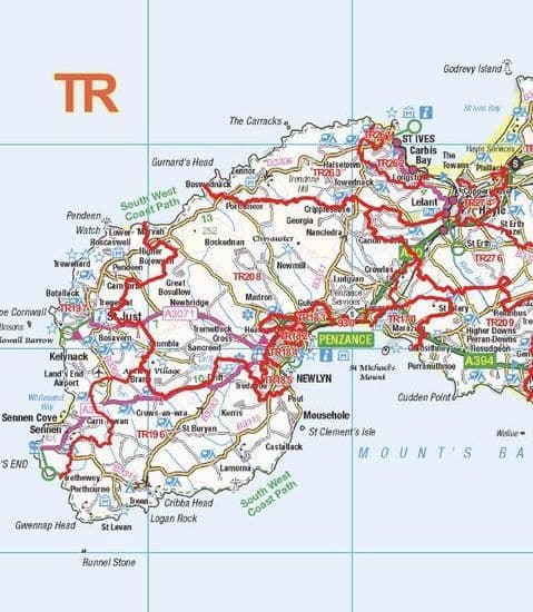 Truro - TR - Postcode Sector Wall Map