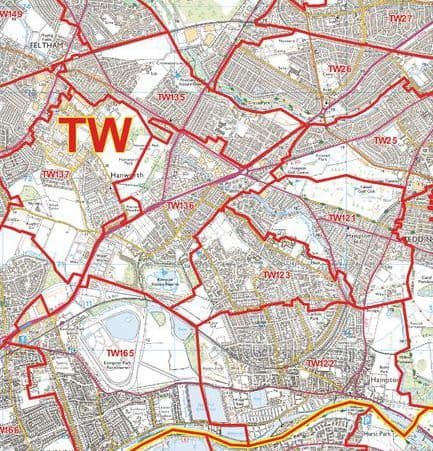 Twickenham - TW - Postcode Sector Wall Map