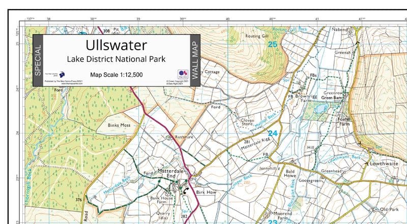 Ullswater - Wall Map - 1 12 500 - The Map Centre Press