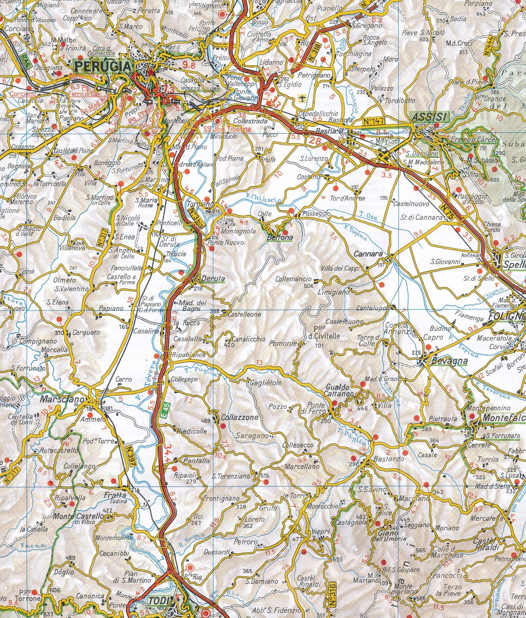 Umbria & Marche - TCI Road Map