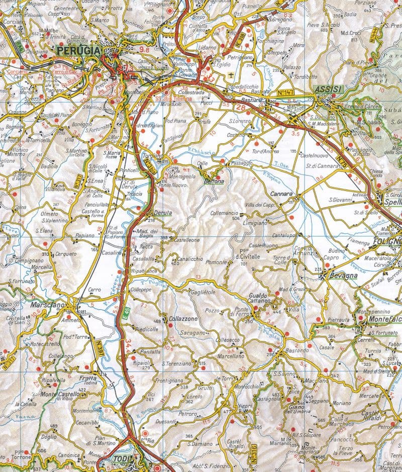 Umbria & Marche - TCI Road Map