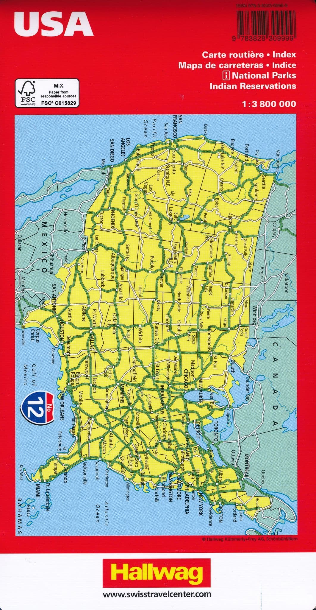 USA Driving Map - Hallwag