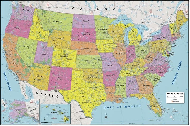 USA Political Wall Map Large - Map Sherpa