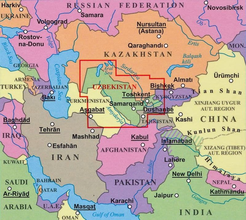 Uzbekistan - Road Map - Gizi