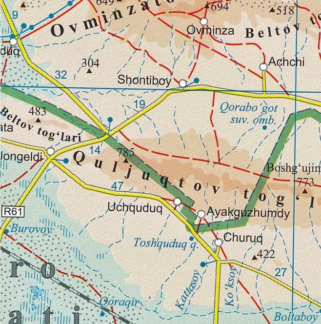 Uzbekistan - Road Map - Gizi
