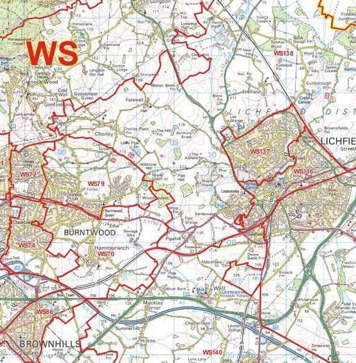 Walsall - WS - Postcode Sector Wall Map