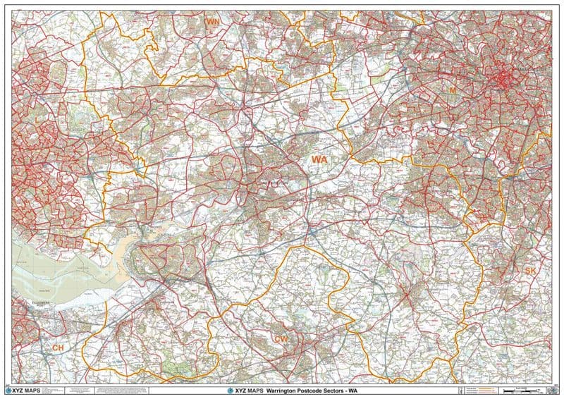 Warrington - WA - Postcode Sector Wall Map