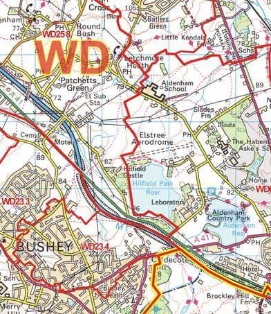 Watford - WD - Postcode Sector Wall Map
