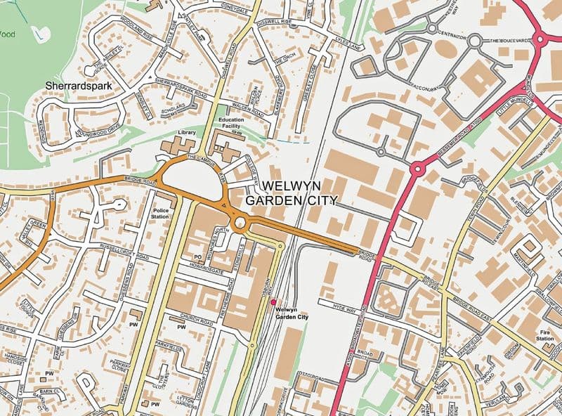 Welwyn Garden City Street Map