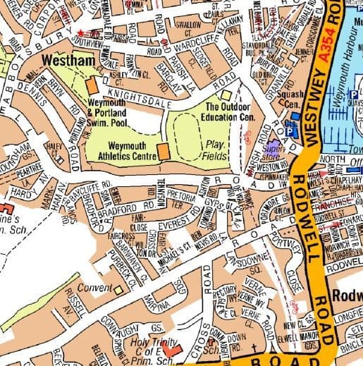 Weymouth City Centre A-Z Street Wall Map