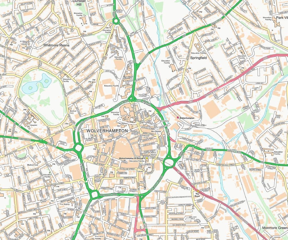 Wolverhampton Street Map