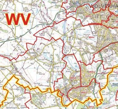 Wolverhampton - WV - Postcode Sector Wall Map