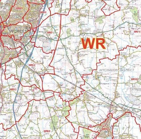 Worcester - WR - Postcode Sector Wall Map