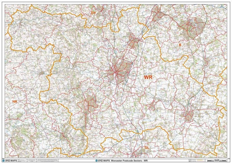 Worcester - WR - Postcode Sector Wall Map