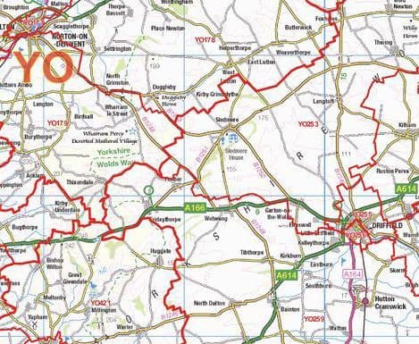 York - YO - Postcode Sector Wall Map