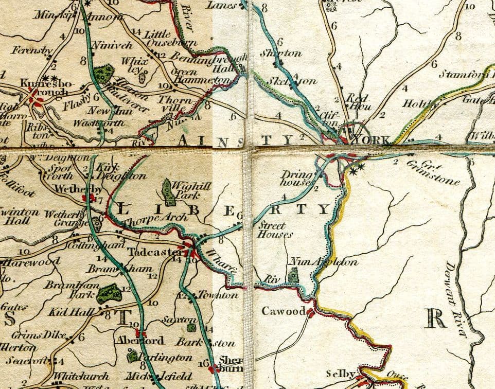 Yorkshire County Map by John Cary 1790 - Reproduction