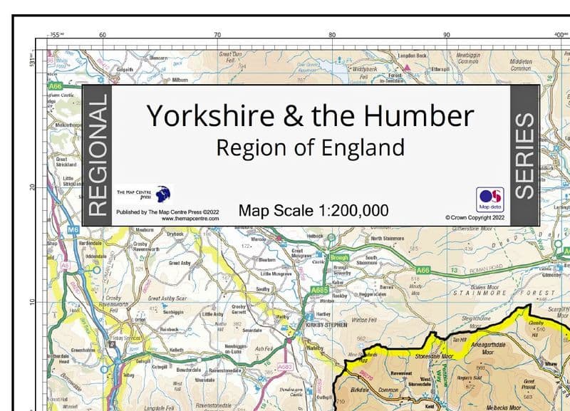 Yorkshire & the Humber - Region of England Wall Map