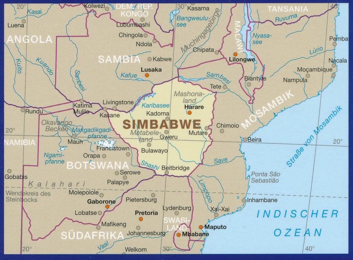 Zimbabwe Road Map - Reise