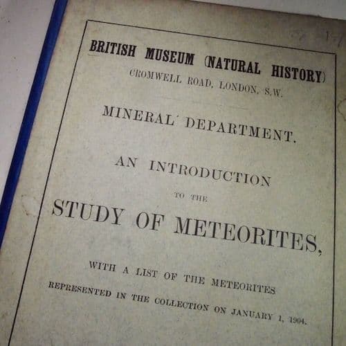 AN INTRODUCTION TO THE STUDY OF METEORITES 1904 EDITION SECOND HAND COPY