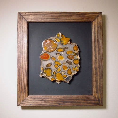 HERTFORDSHIRE PUDDINGSTONE - cut and polished and framed for wall display