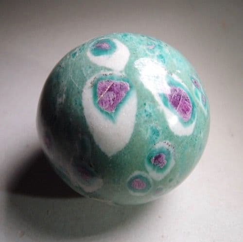 RUBY CRYSTALS IN FUCHSITE polished sphere - India