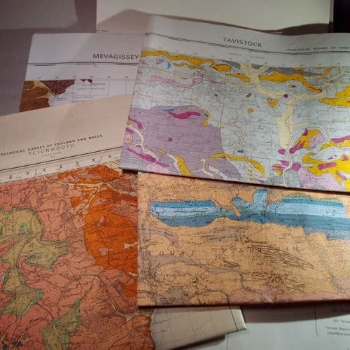 SET OF SIX GEOLOGICAL MAPS OF THE WEST COUNTRY SECOND HAND COPIES