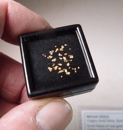 WELSH GOLD FLAKES OF NATIVE GOLD - CLOGAU GOLD MINE NORTH WALES